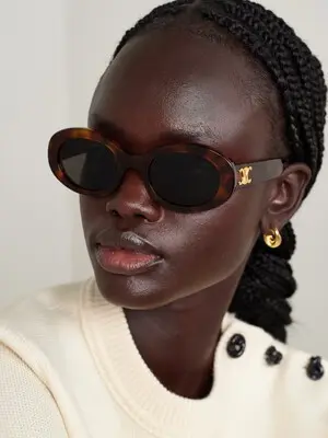 Celine Triomphe Oval-frame Sunglasses - Tortoiseshell