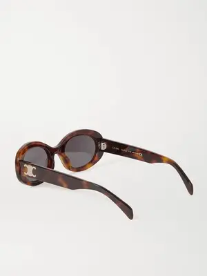 Celine Triomphe Oval-frame Sunglasses - Tortoiseshell