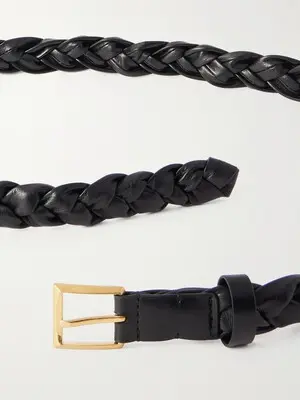 Bottega Veneta Solo Intrecciato Leather Belt - Black