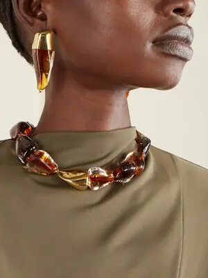 Bottega Veneta Tone And Glass Earrings - Gold
