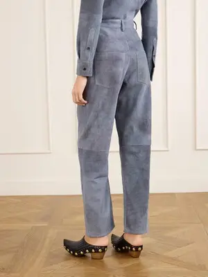 Bottega Veneta Suede Straight-leg Pants - Blue