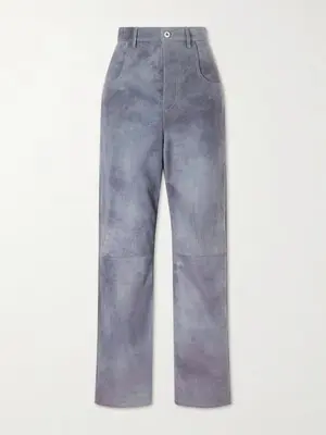 Bottega Veneta Suede Straight-leg Pants - Blue