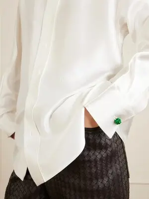 Bottega Veneta Tie-detailed Silk-satin Shirt - White