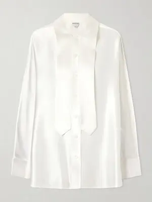 Bottega Veneta Tie-detailed Silk-satin Shirt - White