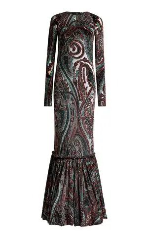 Etro Printed Velvet-devore Maxi Dress