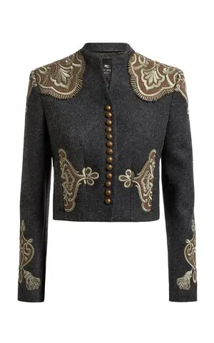 Etro Cropped Wool-blend Jacket - Grey