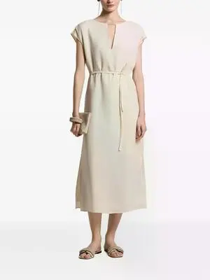 Peserico Belted V-neck Dress