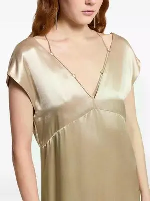 Peserico V-neck Midi Dress - Neutrals