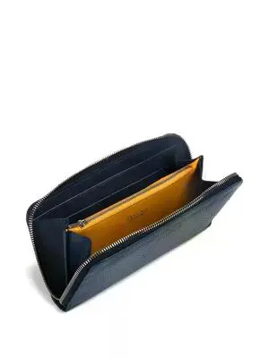 DOUCAL'S Tumbled Leather Continental Wallet - Blue