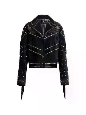 Etro Studs Fringed Leather Jacket