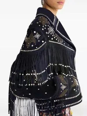 Etro Studs Fringed Leather Jacket
