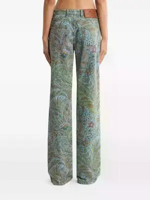 Etro Flared Jeans With Leafy-paisley Motif - Blue