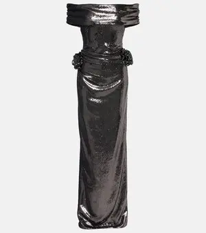 Roland Mouret Embellished Floral-appliqué Gown - Black
