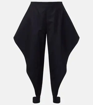 Alaïa Ruffled Cotton Gabardine Tapered Pants - Black