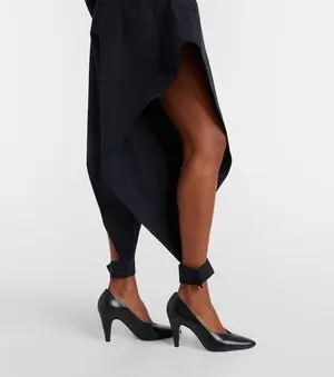 Alaïa Ruffled Cotton Gabardine Tapered Pants - Black