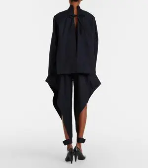 Alaïa Ruffled Cotton Gabardine Tapered Pants - Black