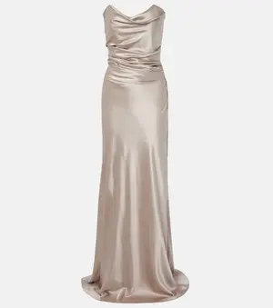 THE SEI Silk Satin Bustier Gown - Grey