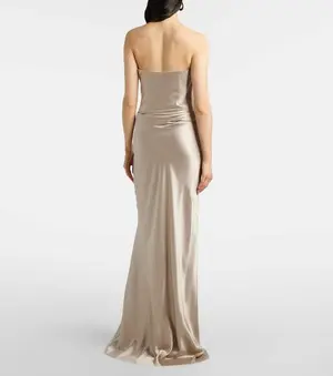 THE SEI Silk Satin Bustier Gown - Grey