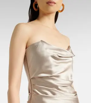 THE SEI Silk Satin Bustier Gown - Grey