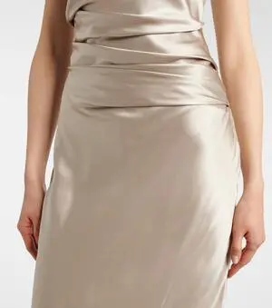 THE SEI Silk Satin Bustier Gown - Grey