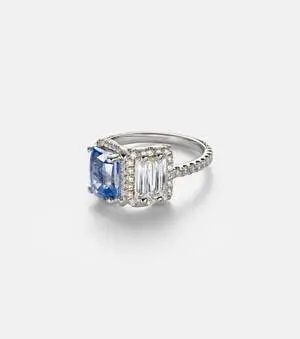 SUZANNE KALAN 18kt White Gold Sapphire And Diamond Ring - Silver