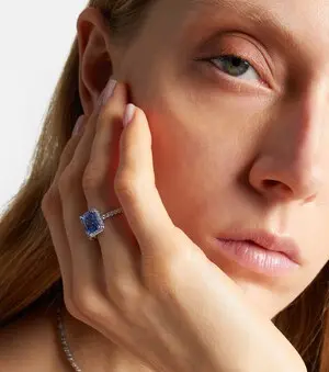 SUZANNE KALAN 18kt White Gold Sapphire And Diamond Ring - Silver