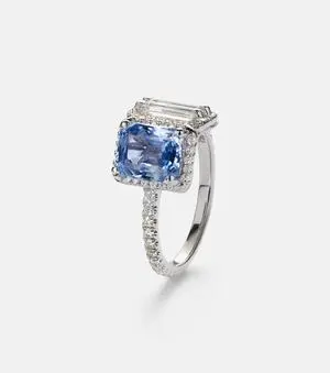 SUZANNE KALAN 18kt White Gold Sapphire And Diamond Ring - Silver