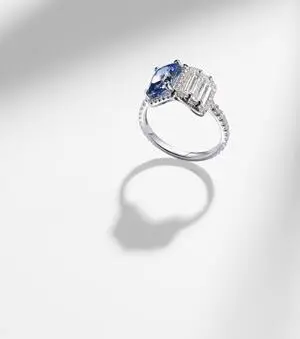 SUZANNE KALAN 18kt White Gold Sapphire And Diamond Ring - Silver