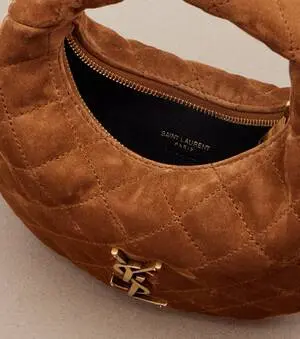 Saint Laurent Quilted Suede Mini Bag - Brown