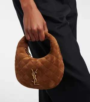Saint Laurent Quilted Suede Mini Bag - Brown