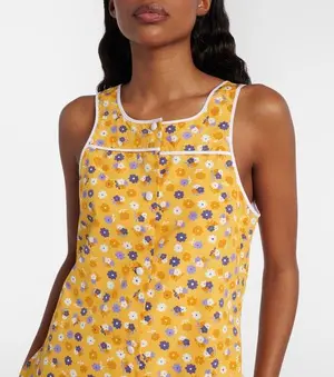 Miu Miu Floral Cotton Poplin Midi Dress - Yellow