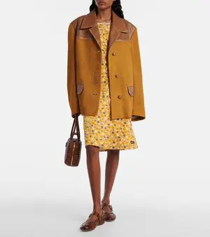 Miu Miu Floral Cotton Poplin Midi Dress - Yellow