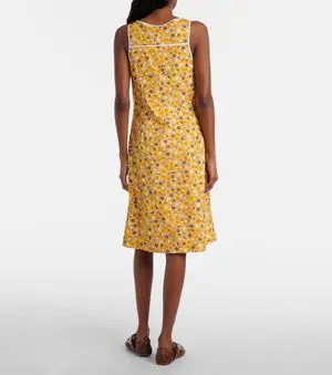 Miu Miu Floral Cotton Poplin Midi Dress - Yellow