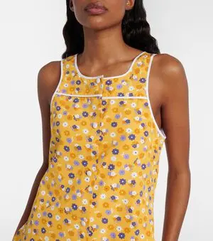 Miu Miu Floral Cotton Poplin Midi Dress - Yellow