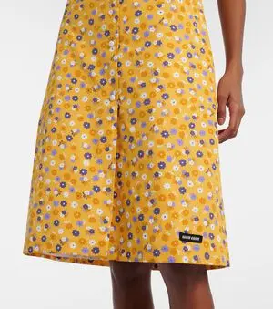 Miu Miu Floral Cotton Poplin Midi Dress - Yellow