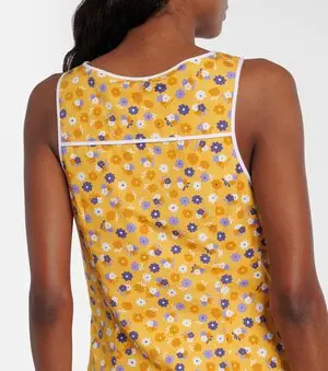 Miu Miu Floral Cotton Poplin Midi Dress - Yellow