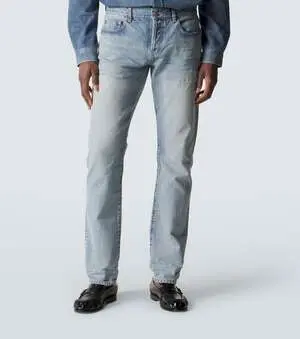 Saint Laurent Faded Slim Jeans - Blue