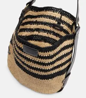 Isabel Marant Étoile Bayia Striped Raffia Shoulder Bag - Beige