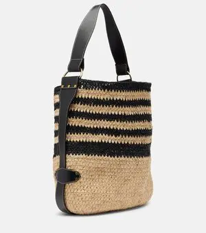 Isabel Marant Étoile Bayia Striped Raffia Shoulder Bag - Beige