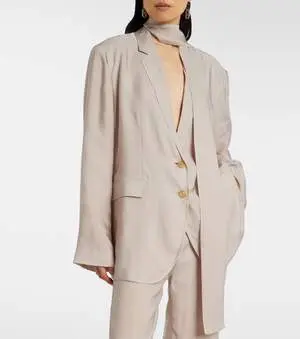 Acne Studios Checked Blazer With Scarf Detail