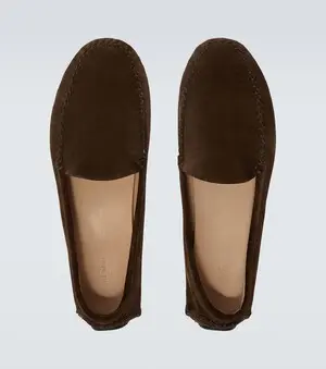 THE ROW Lucca Suede Slip-on Loafers - Brown