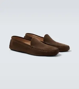 THE ROW Lucca Suede Slip-on Loafers - Brown