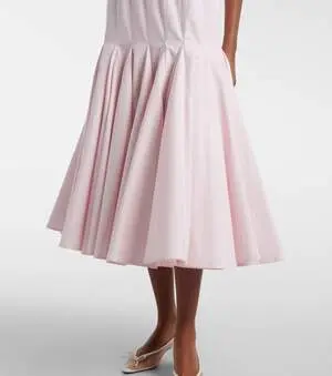 Jacquemus Agave Pleated Cotton Poplin Midi Dress - Pink