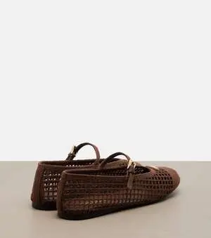Prada Crochet Mary Jane Flats - Brown