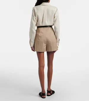 Max Mara Pleated Cotton-blend Shorts