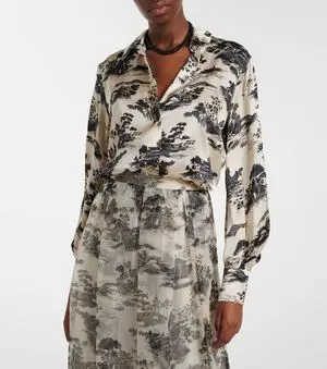 Max Mara Printed Silk Satin Shirt