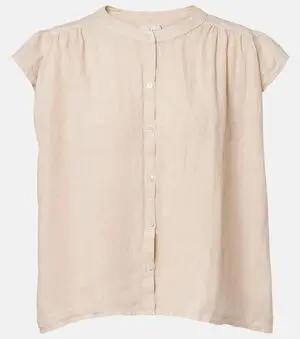 Velvet By Graham & Spencer Janey Linen Shirt - Beige