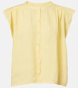 Velvet By Graham & Spencer Janey Linen Shirt - Yellow