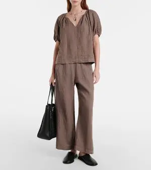 Velvet By Graham & Spencer Cosette Linen Blouse - Brown