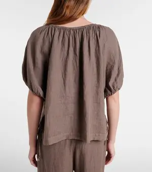 Velvet By Graham & Spencer Cosette Linen Blouse - Brown